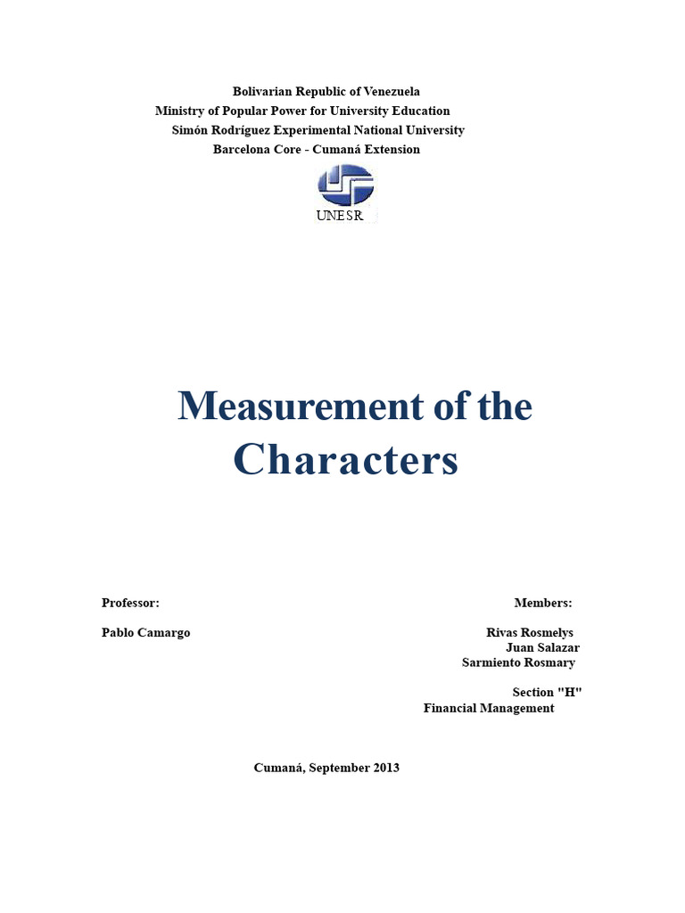 Character Measurement Work | PDF | Level Of Measurement | Measurement