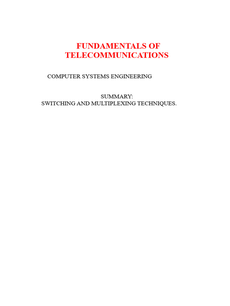 Switching and Multiplexing Techniques. | PDF | Computer Network ...