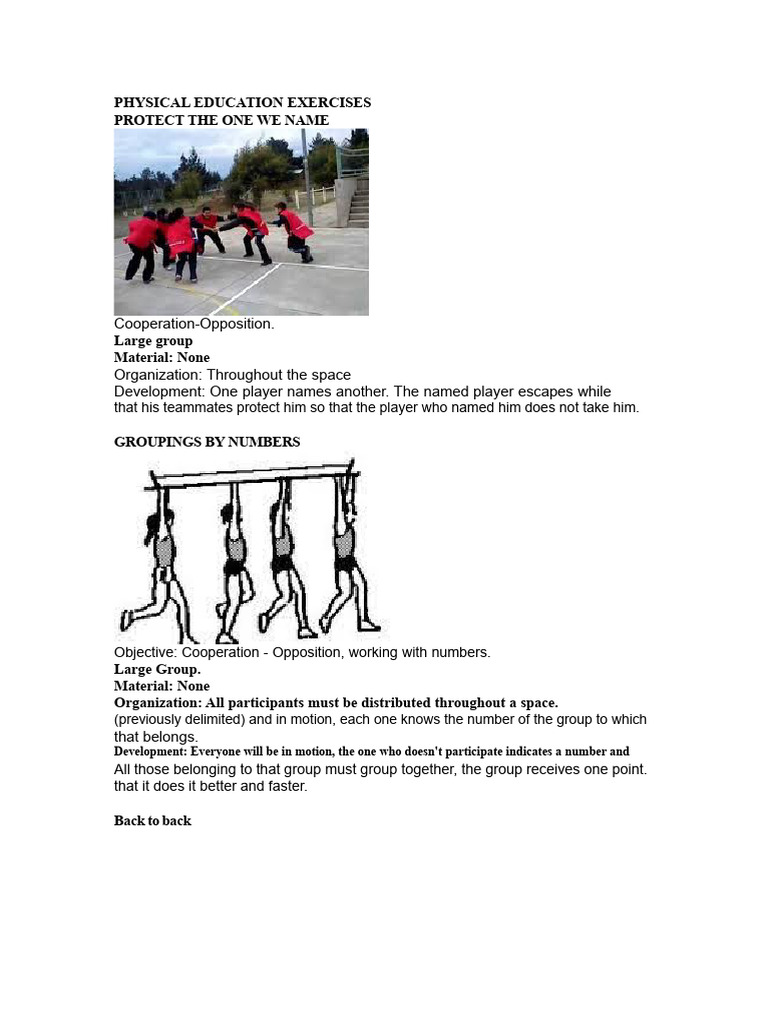Physical Education Team Exercises Guide | PDF | Volleyball | Adhesive