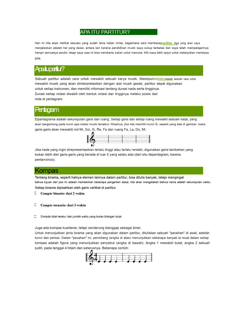 Apa Itu Partitur | PDF