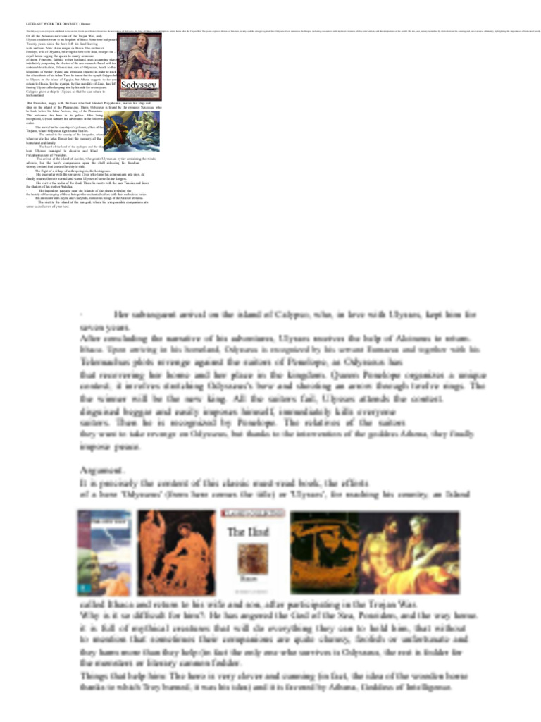 Literary Work The Odyssey | PDF | Odysseus | Odyssey