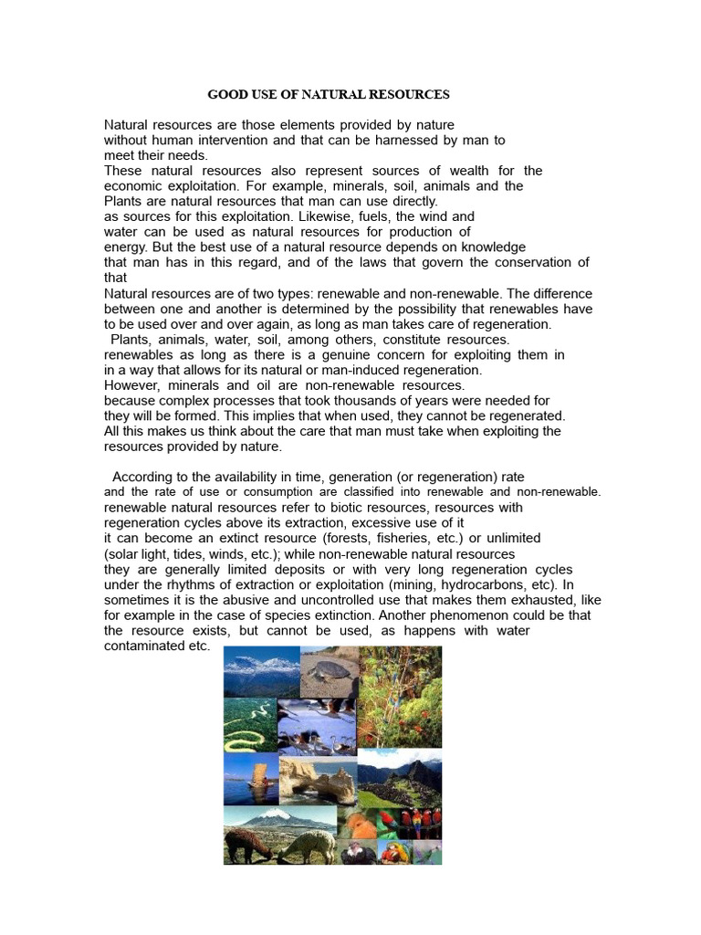 Good Use of Natural Resources | PDF | Resource | Natural Environment