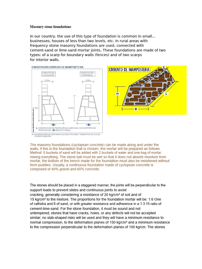 Stone Masonry Foundation Guidelines | PDF | Foundation (Engineering ...