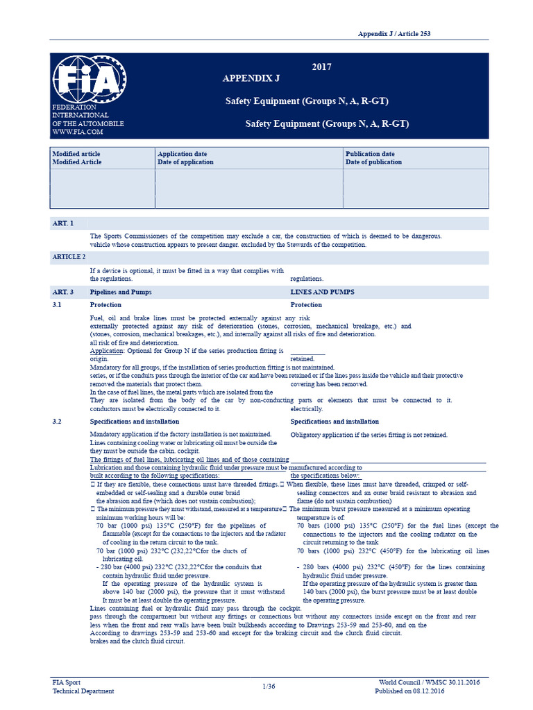 Art253-FIA-Roll Cage Standard | PDF | Valve