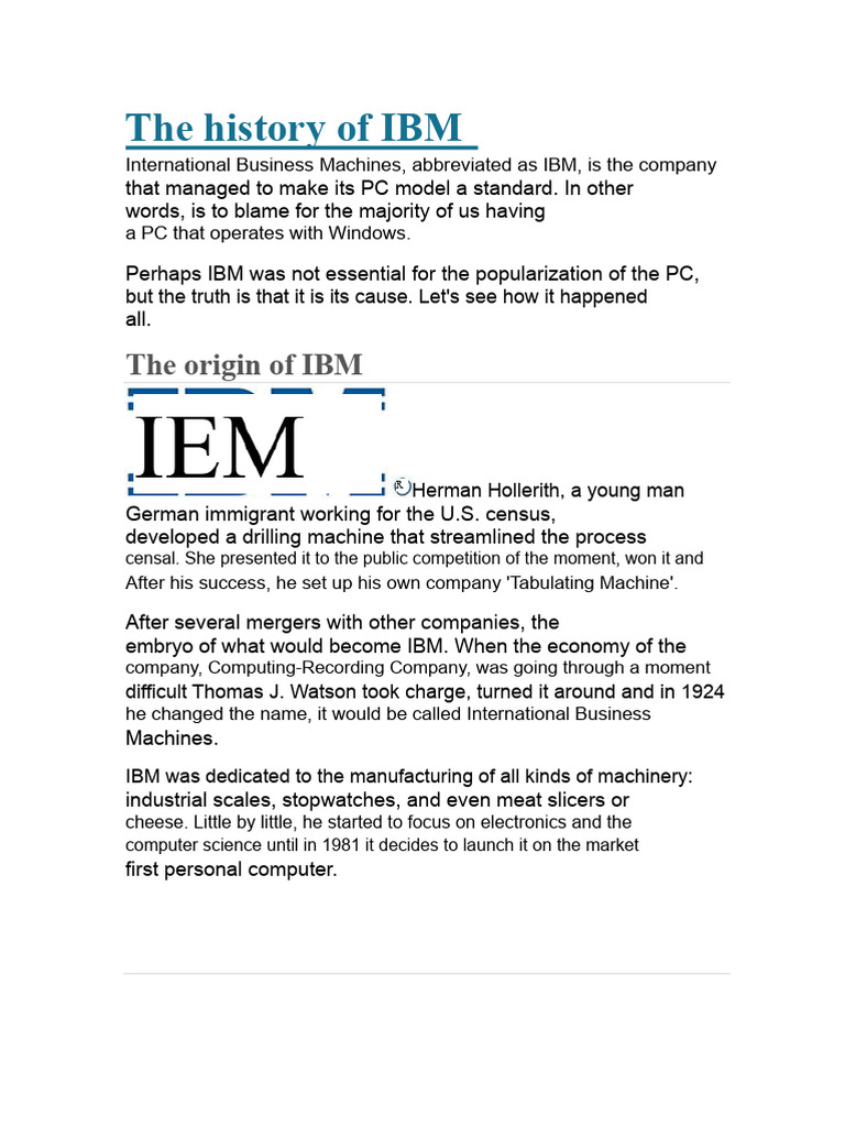 The History of IBM | PDF | Ibm | Ibm Pc Compatibles