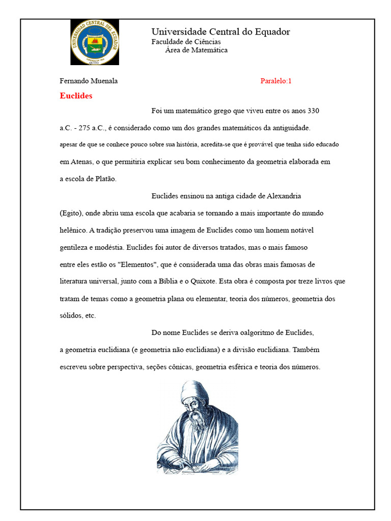 Vida e Contribuições de Euclides | PDF | Euclides | Geometria