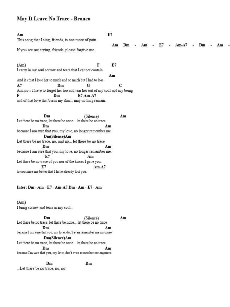 Bronco - May There Be No Trace | PDF