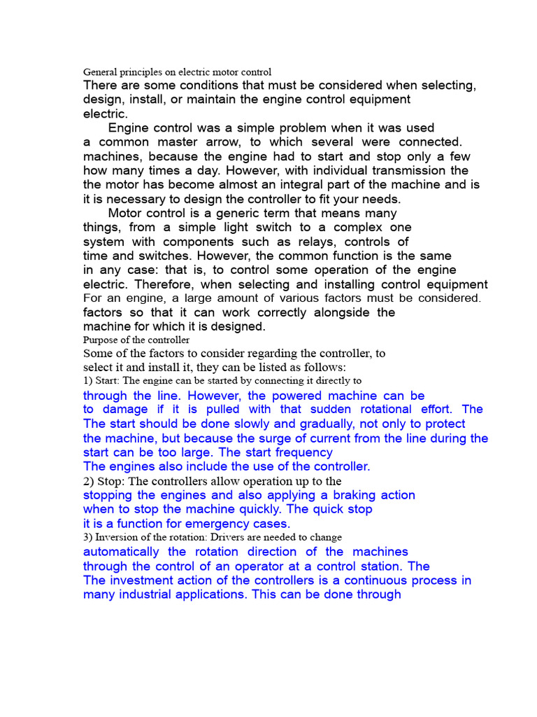 Electric Motor Control Principles | PDF | Relay | Electric Motor