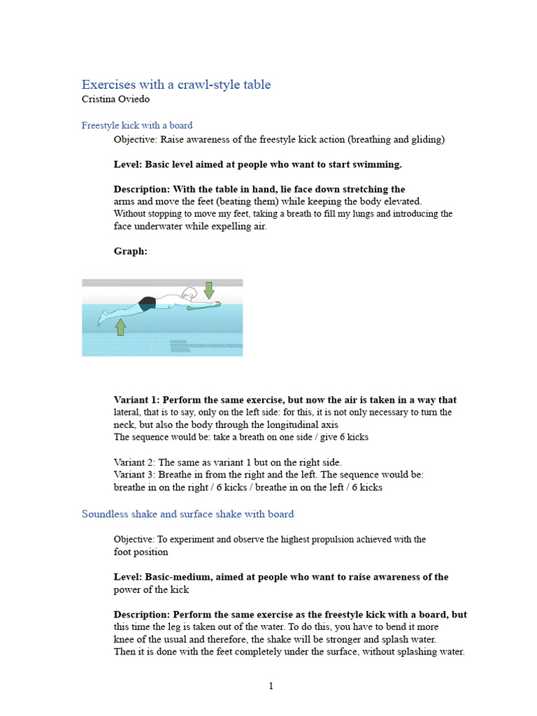 Exercises With Table in Crawl Style | PDF | Swimming