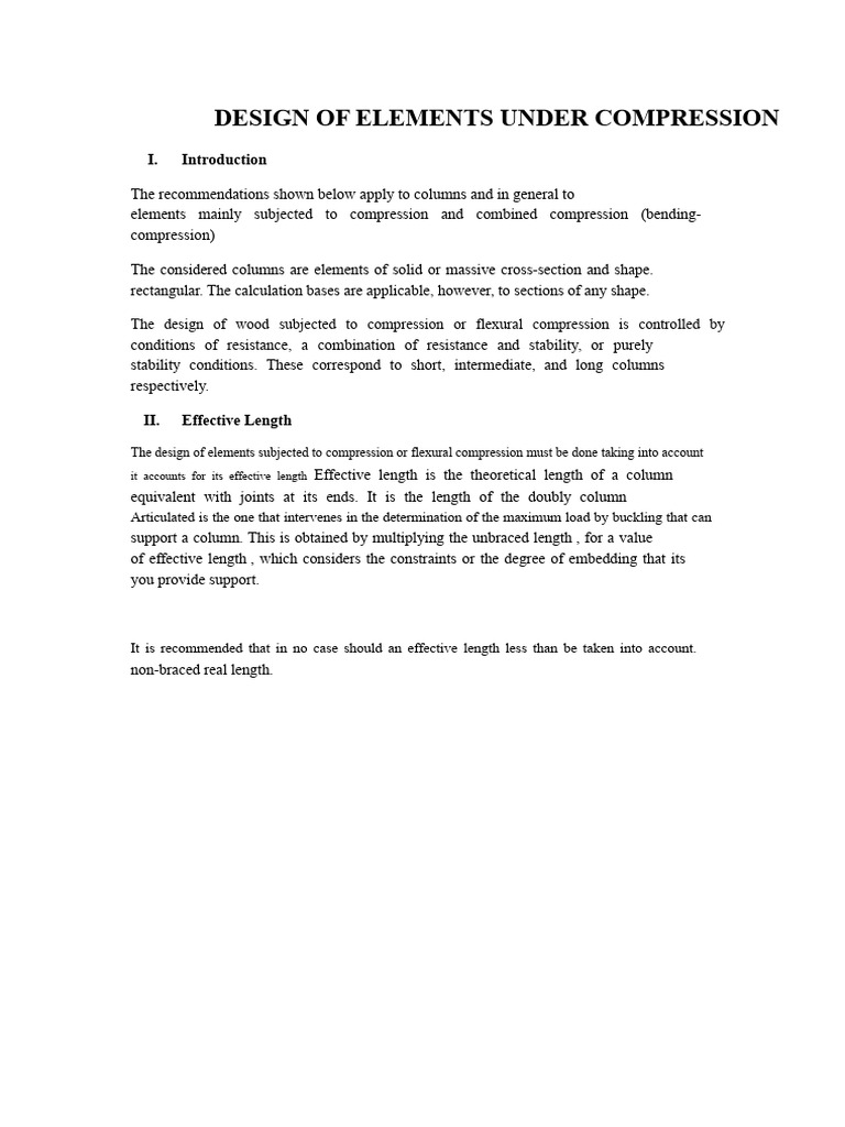 Design of Elements in Compression | PDF | Buckling | Bending