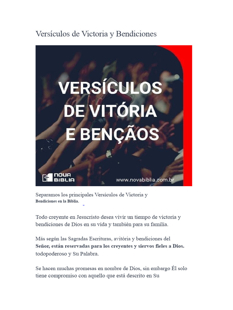 Versículos de Victoria y Bendiciones | PDF | Cristo (título) | Biblia