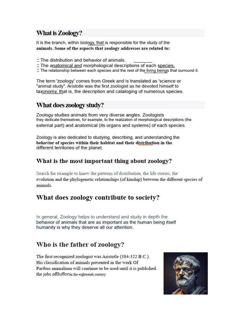 Introduction to Zoology Studies | PDF