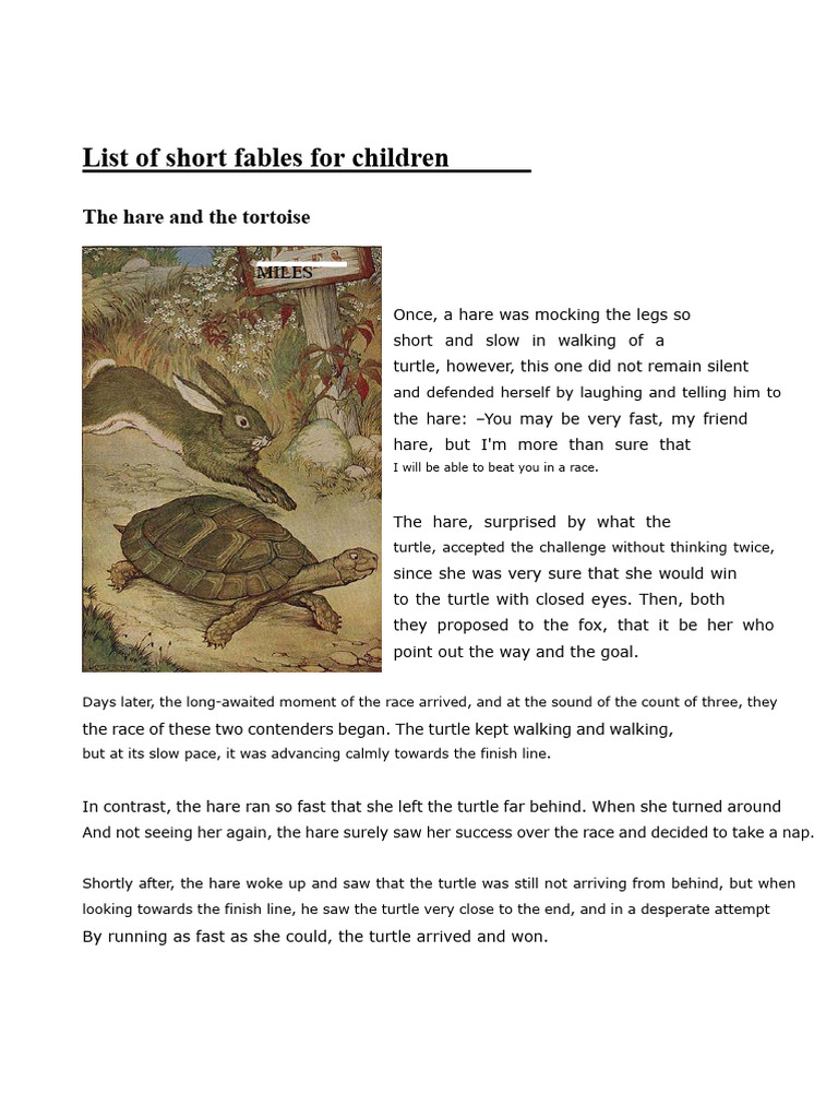 Short Fables for Kids: A Complete List | PDF | Lion