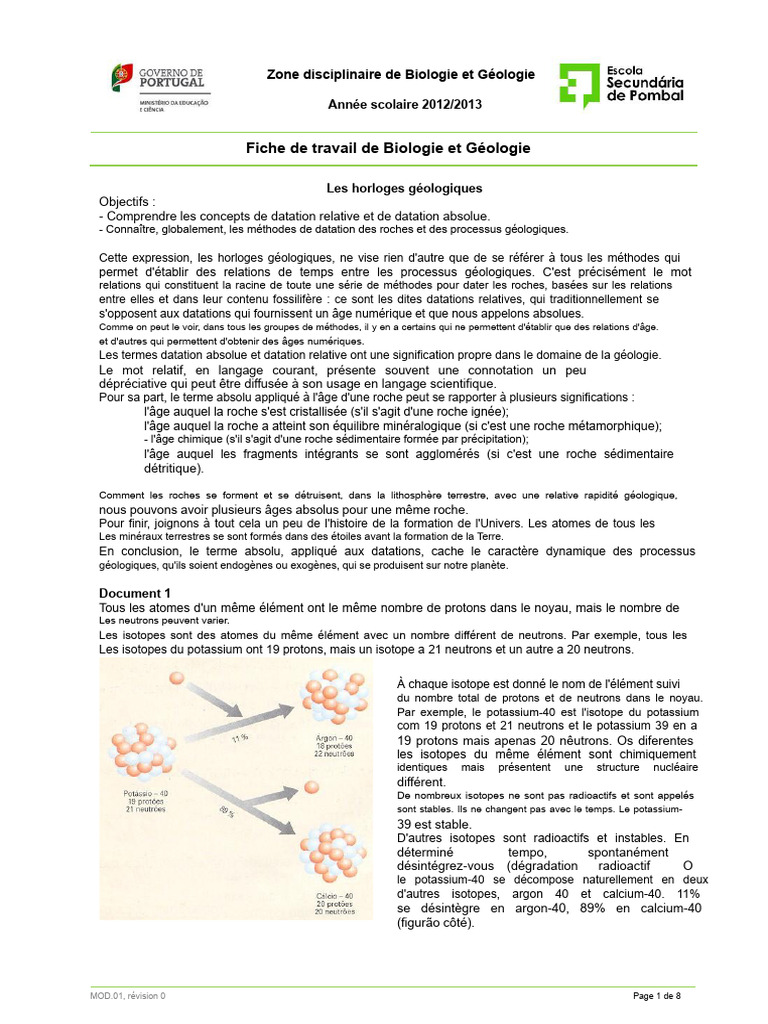 Datation des roches : méthodes géologiques | PDF | Éléments chimiques ...