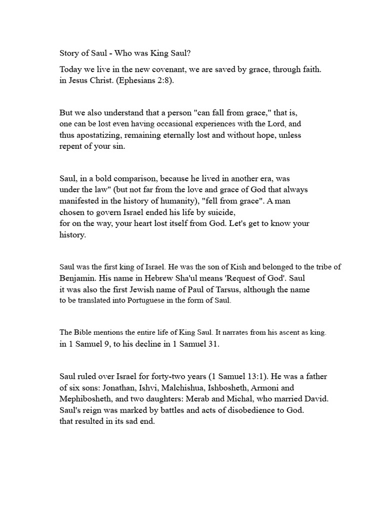 Saul: Israel's Tragic First King | PDF | Saul | Books Of Samuel