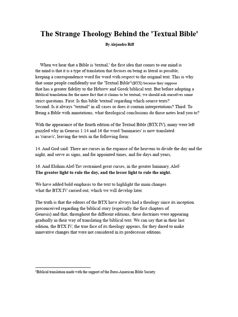 The Strange Theology Behind The Textual Bible | PDF | Genesis Creation ...