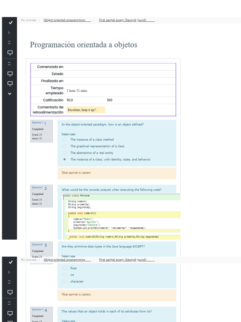 First Partial Exam (Second Round) - Attempt Review | PDF | Object ...