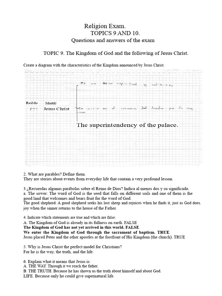 Religion Exam | PDF | Jesus | God
