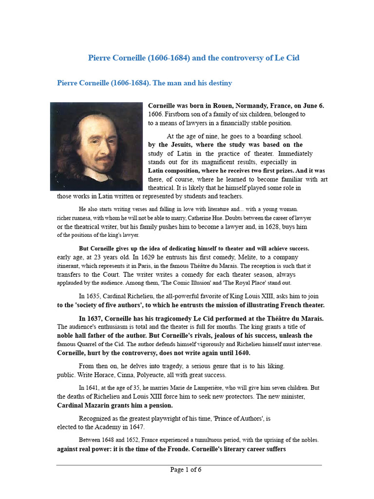 Le Cid and Its Controversy Explained | PDF | Tragedy