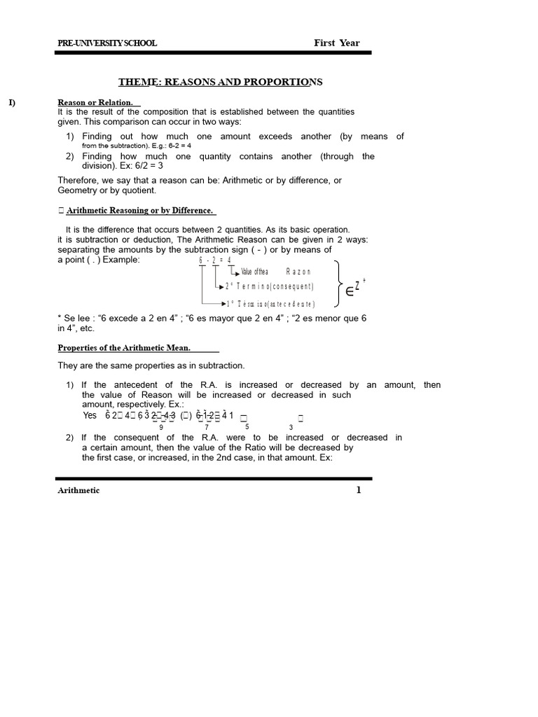 Brochure of Reasons and Proportions | PDF | Ratio | Mean