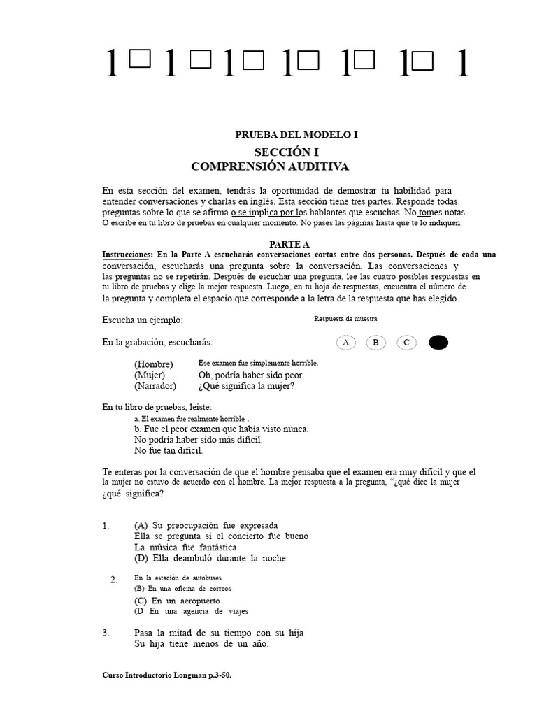 Prueba de Modelo TOEFL Escucha | PDF