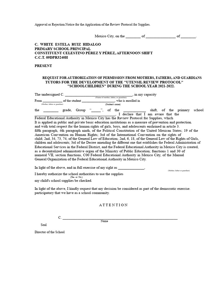 Approval or Rejection Notice For The Application of The Review Protocol ...