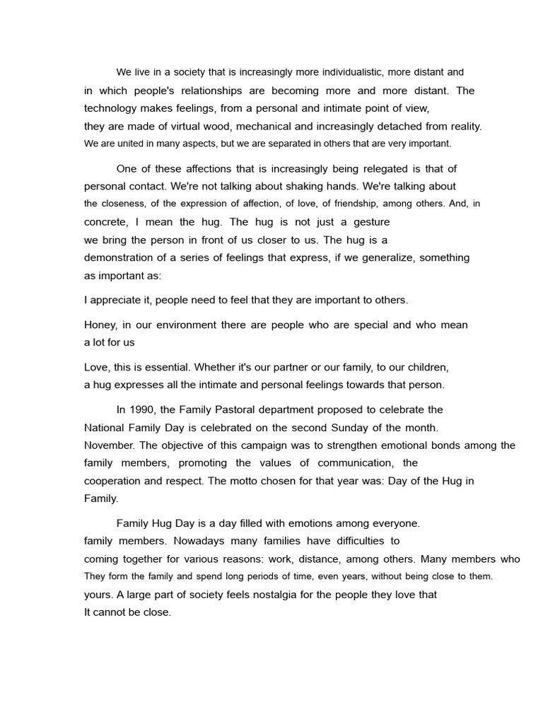 The Importance of Family Hugs | PDF | Well Being | Love