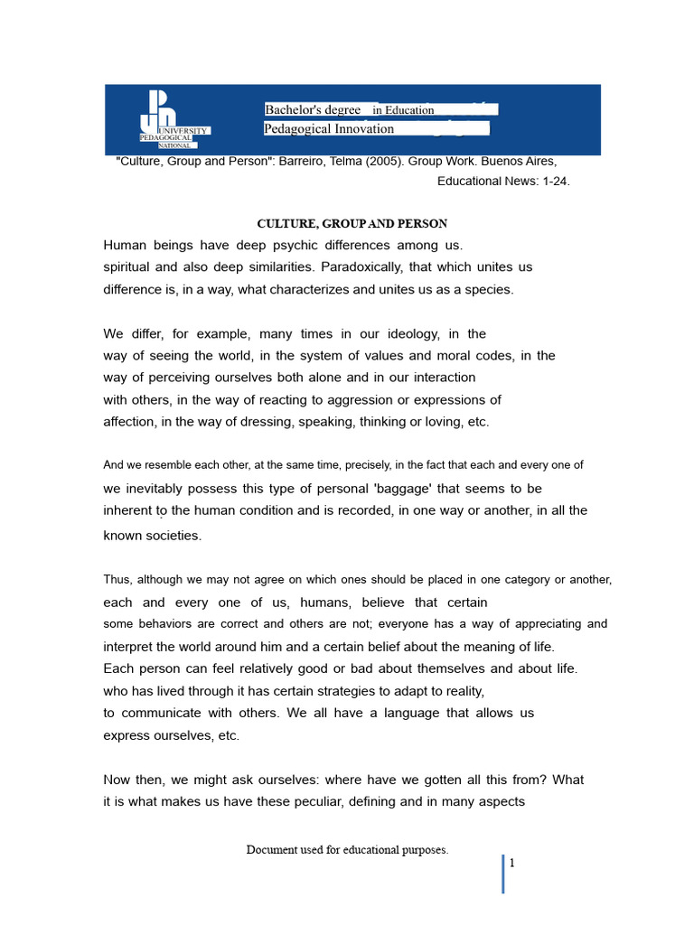 Culture, Group and Person | PDF | Attitude (Psychology) | Psychology