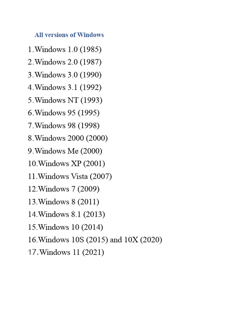 All Versions of Windows | PDF | Microsoft Windows | Windows 10