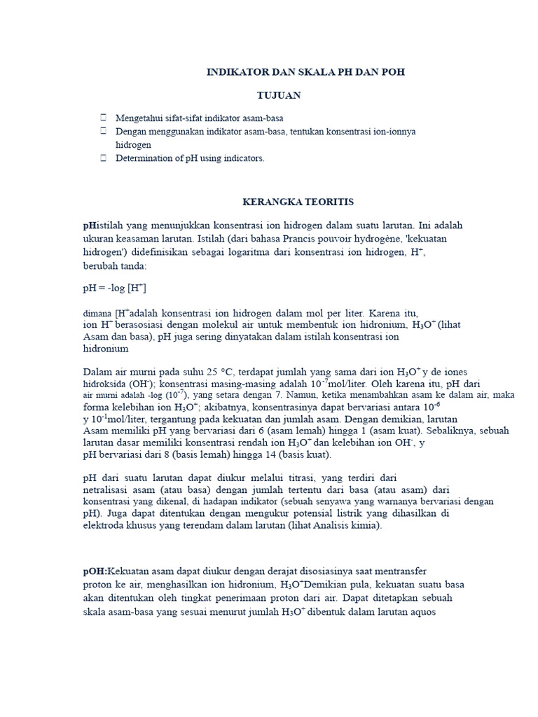 Indikator pH dan pOH dalam Kimia | PDF