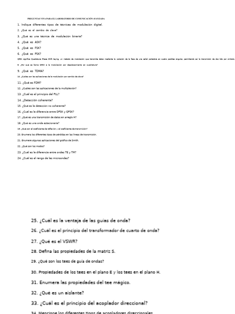 Preguntas para El Examen Oral Del Laboratorio de Comunicación Avanzada ...