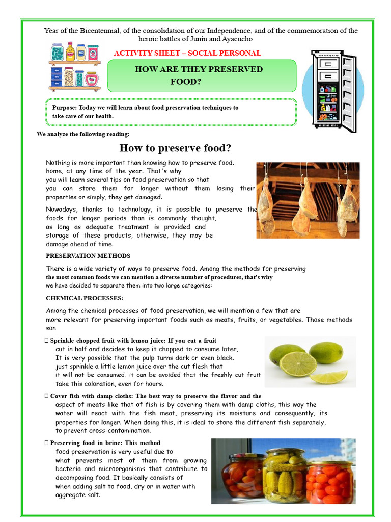 Sheet-Game-Ps-How Food Is Preserved | PDF | Food Preservation | Foods