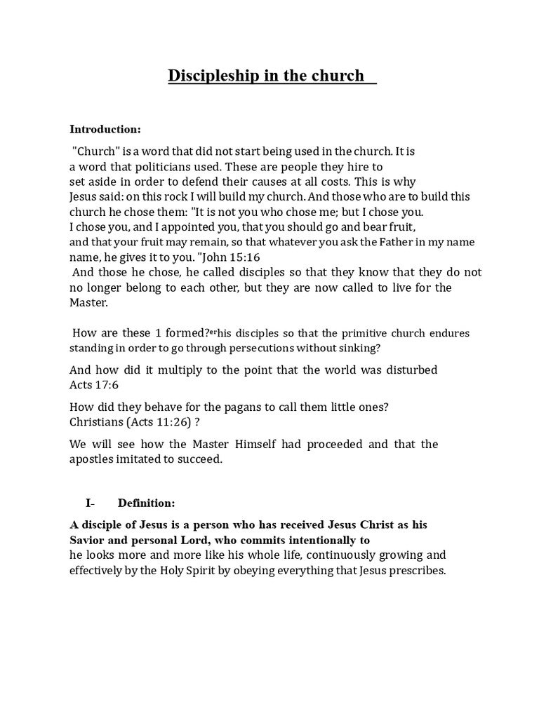 Discipleship in The Church | PDF | Disciple (Christianity) | Jesus
