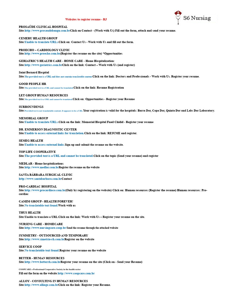 Sites To Register Resume - RJ | PDF | Résumé | Recruitment