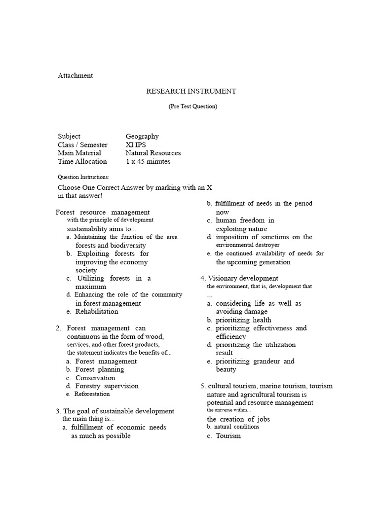 Pre Test Questions | PDF | Forest Management | Petroleum