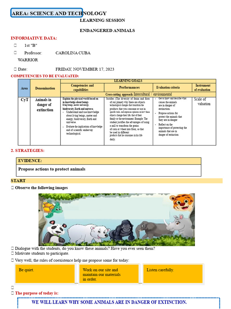 Session Animals in Danger of Extinction | PDF | Biodiversity | Knowledge