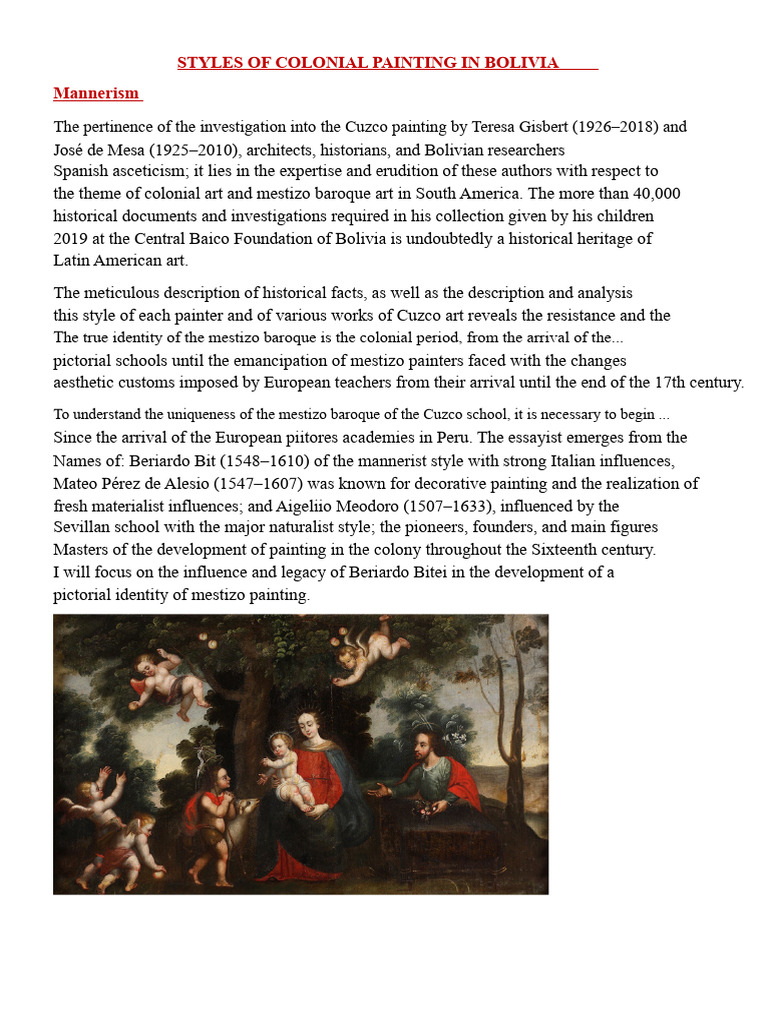 Styles of Colonial Painting in Bolivia | PDF | The Arts