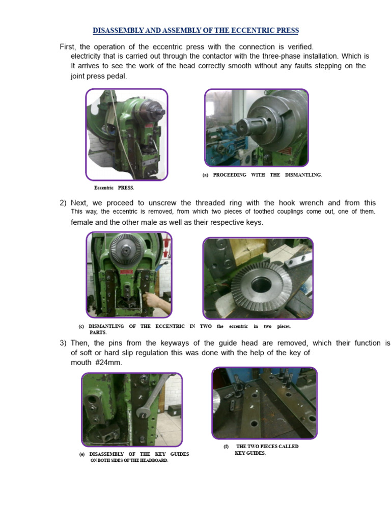 Eccentric Press Disassembly Guide | PDF | Screw | Machines