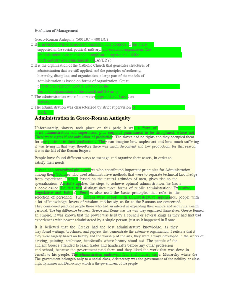 Evolution of Management | PDF | Ancient Greece | Plato