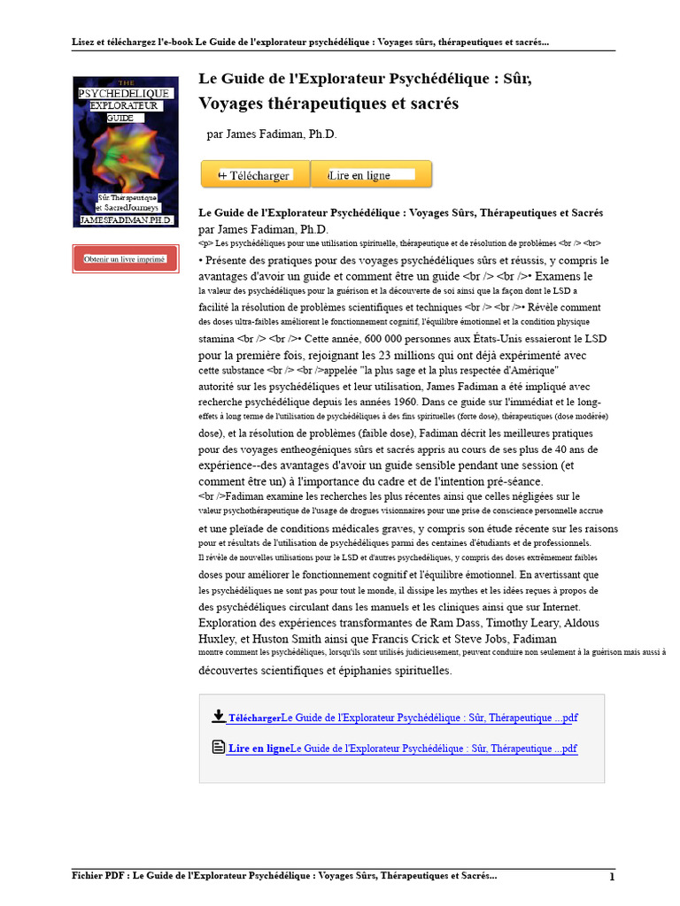 Le Guide Des Explorateurs Psychédéliques Ebook Thérapeutique | PDF ...