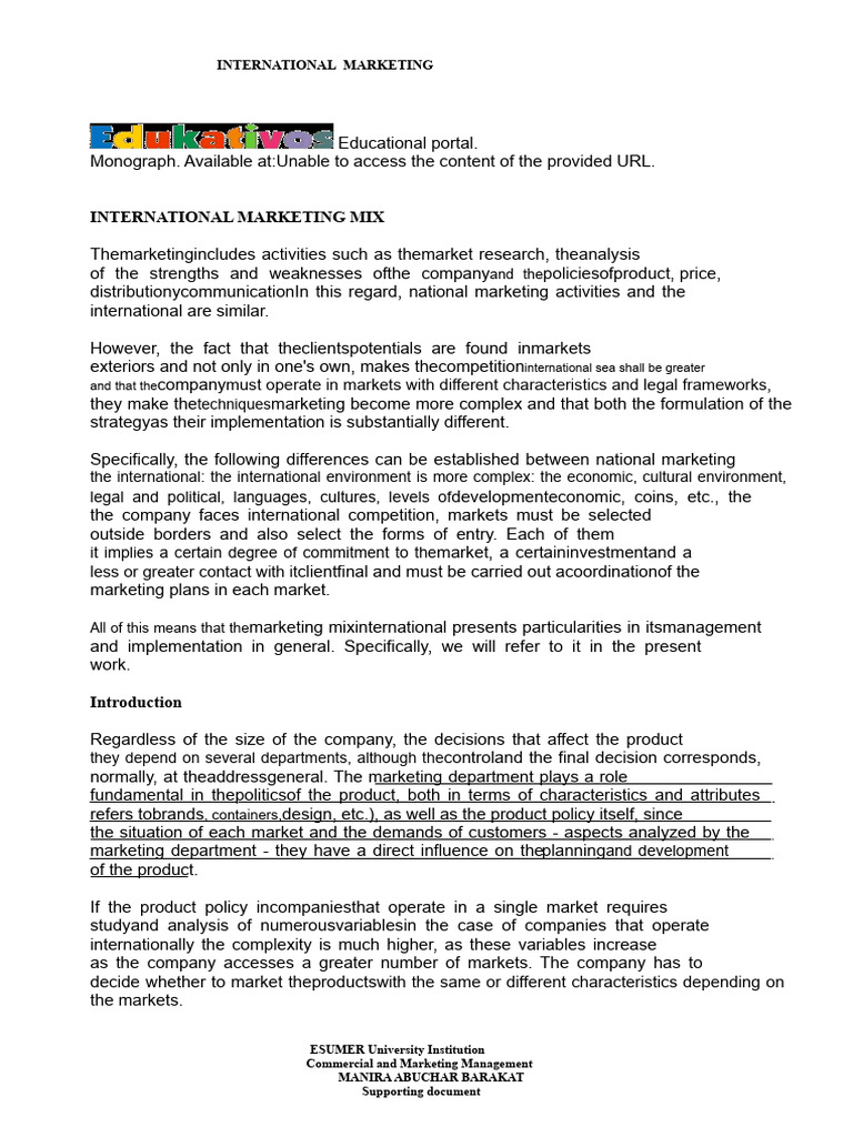 International Marketing Monograph | PDF | Brand | Marketing