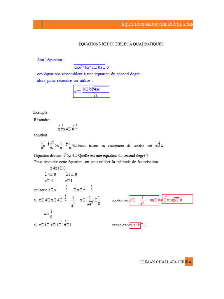 Résolution d'équations quadratiques | PDF | Équations | Équation du ...