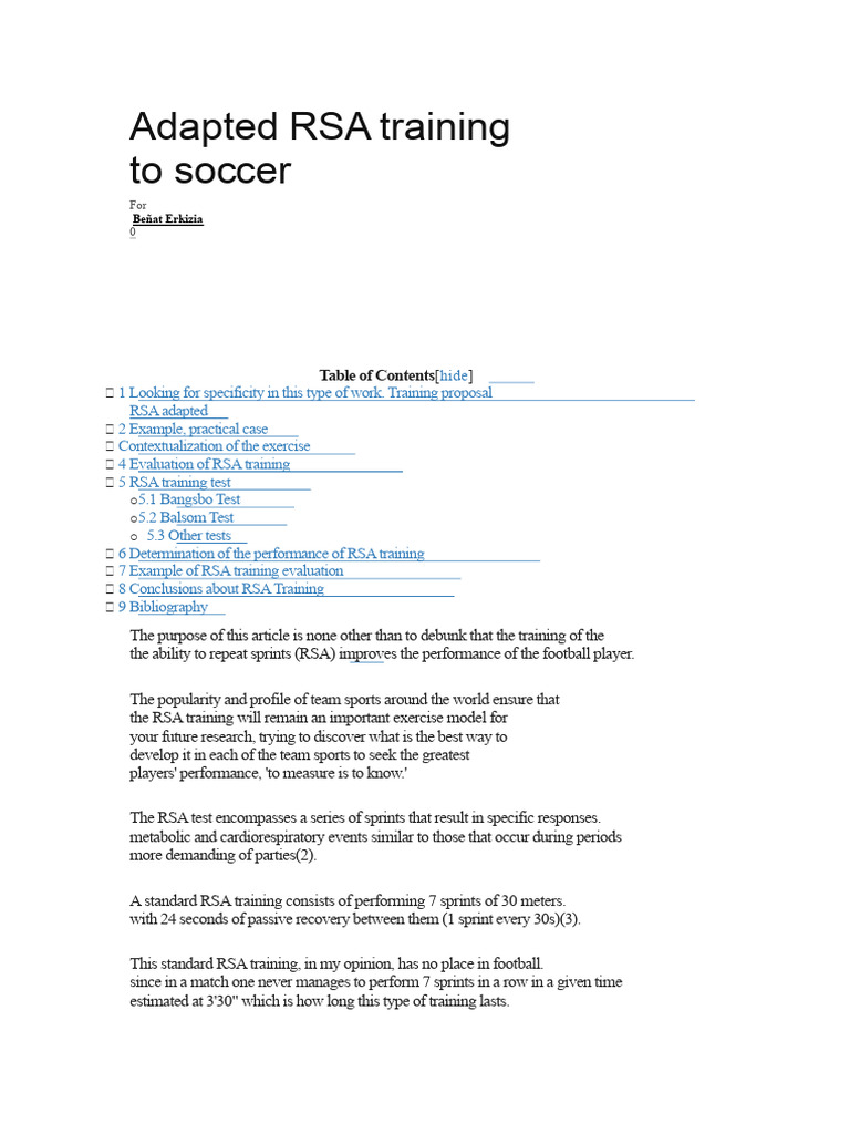 RSA Training Adapted To Football | PDF