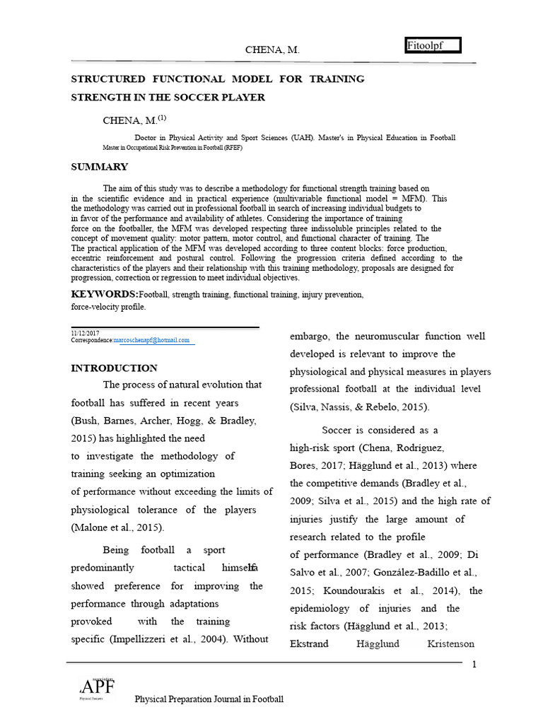 Strength Training Model for Soccer Players | PDF | Motor Control ...