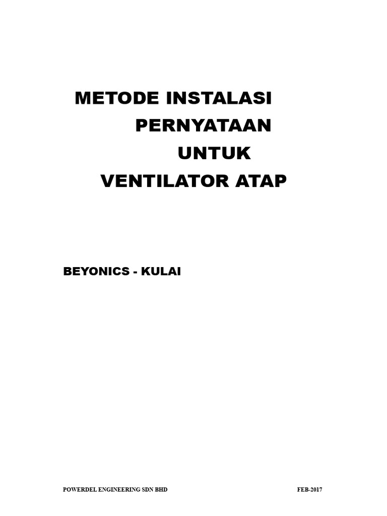 Metode Instalasi Ventilator Atap Beyonics | PDF