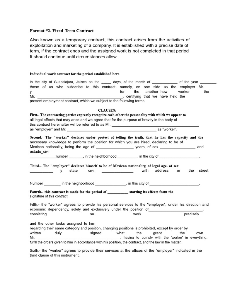 Fixed-Term Employment Contract | PDF | Employment | Overtime