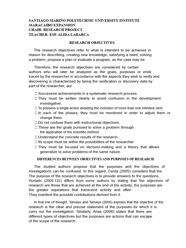 Research Objectives | PDF | Knowledge | Goal