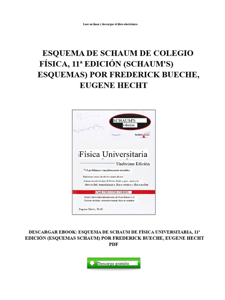 Esquema de Schaum: Física Universitaria 11ª Ed. | PDF | Electricidad ...