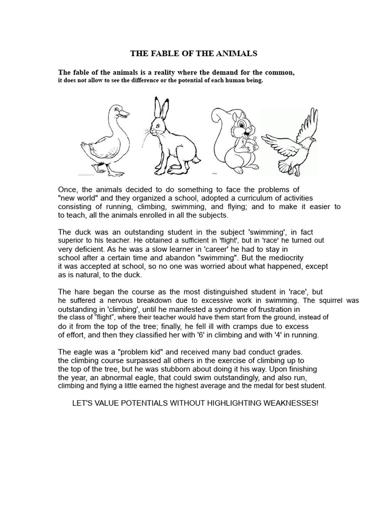 The Fable of The Animals | PDF | Disability | Behavioural Sciences
