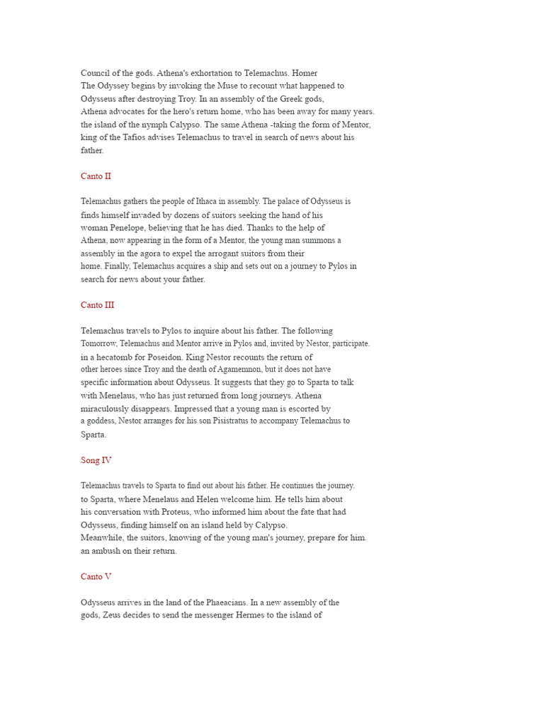 Odyssey Summary | PDF | Odysseus | Odyssey
